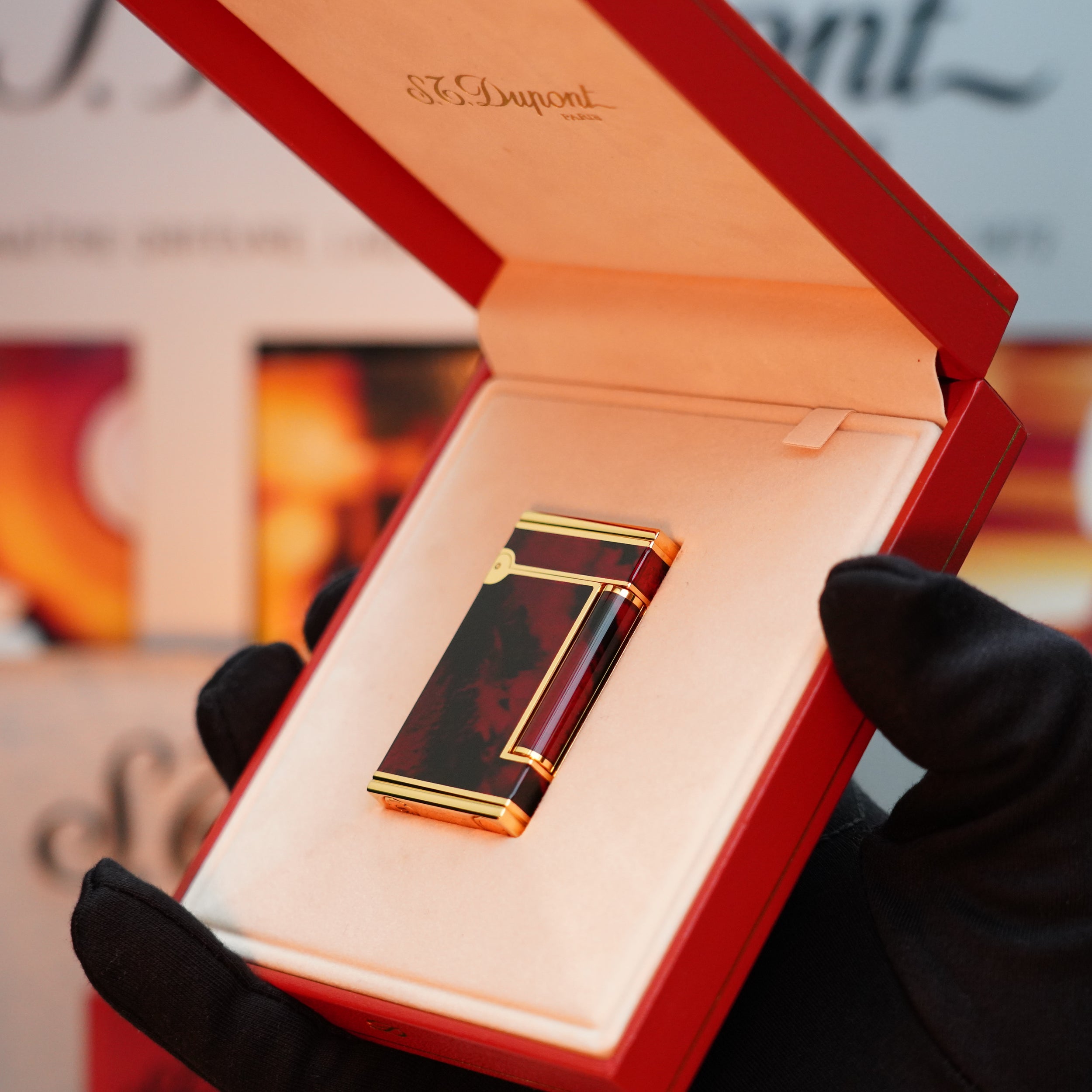 Vintage 1990 S.T. Dupont Iconic 24k Gold Finish D Ligne Hand-Applied L ...
